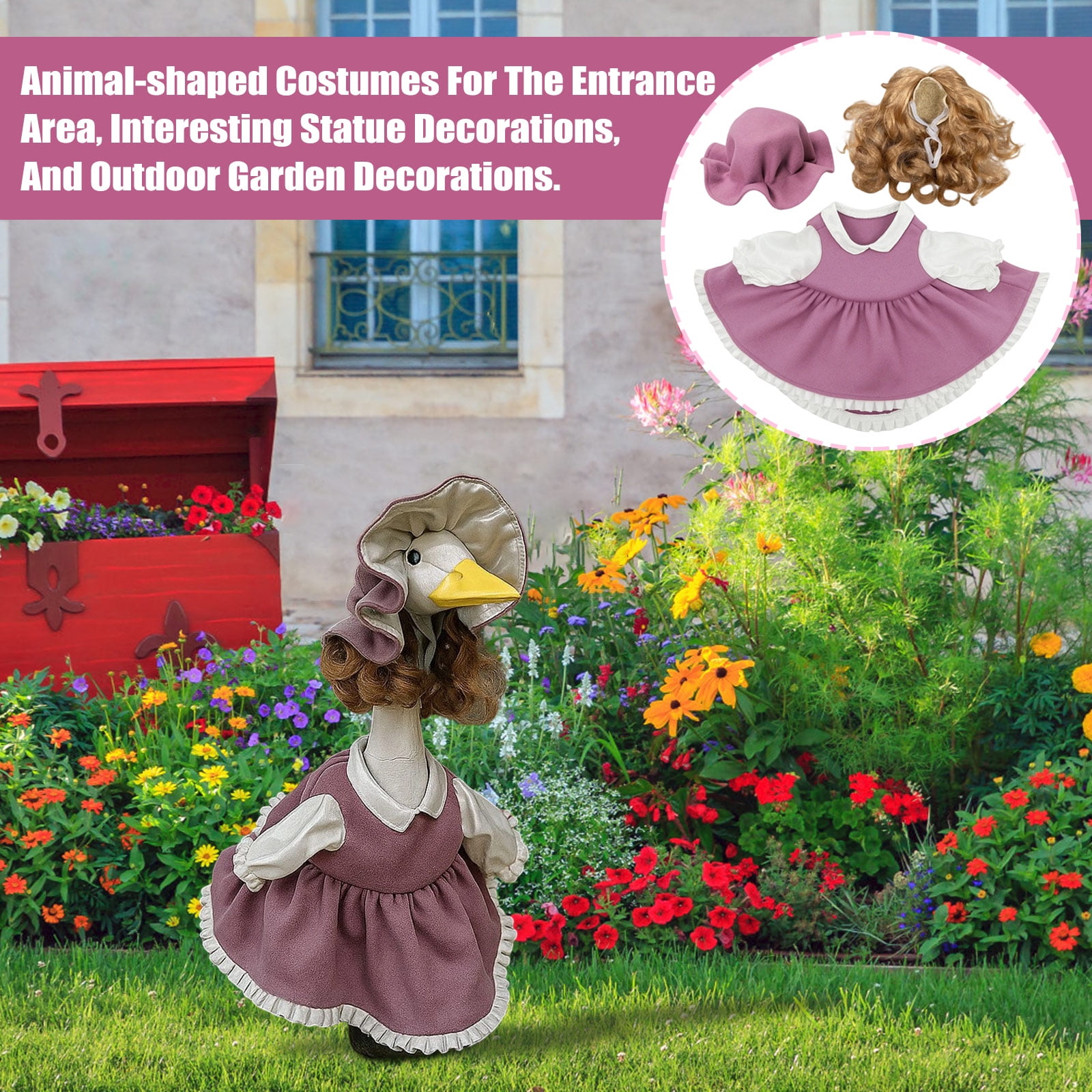 Decorative Animal-Shaped Porch Outfit Set With Dress Hat Wig, Entrance ...