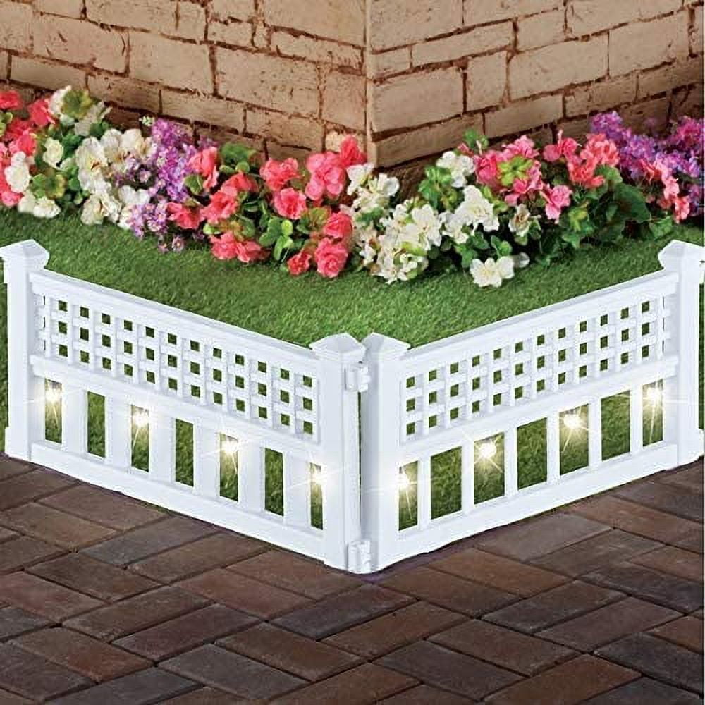 Decorative Architectural Corner Post Solar Garden Border Fence - White ...