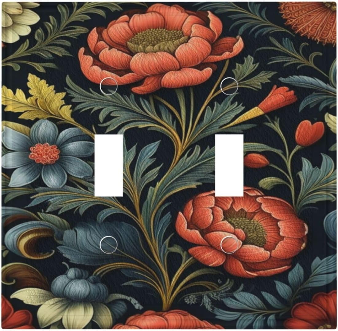 Decorative Art Light Switch Covers Morris Leaves 2 Gang Dual Rocker ...