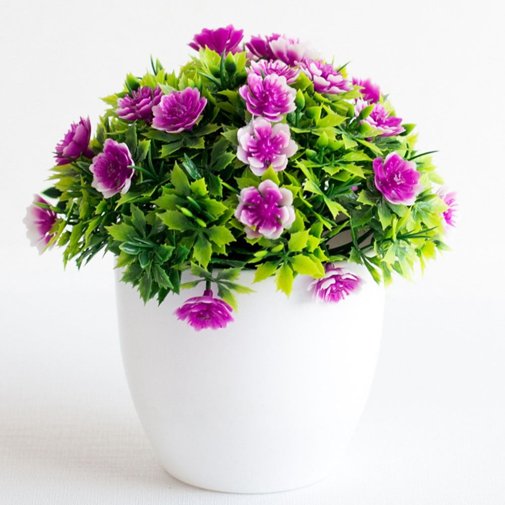 Decorative Artificial Bonsai Plant Indoor Potted Faux Melaleuca Rose ...