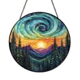 Decorative Aurora Borealis Forest Stained Glass Window Hanging, Scenic ...