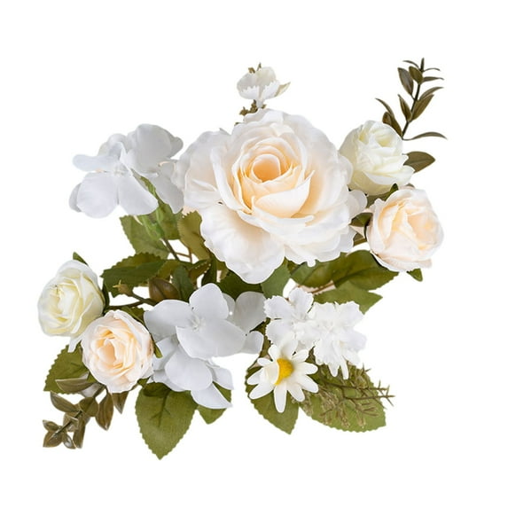 Decorative Autumn Rose Artificial Flower with Green Plant, Warm Yellow ...