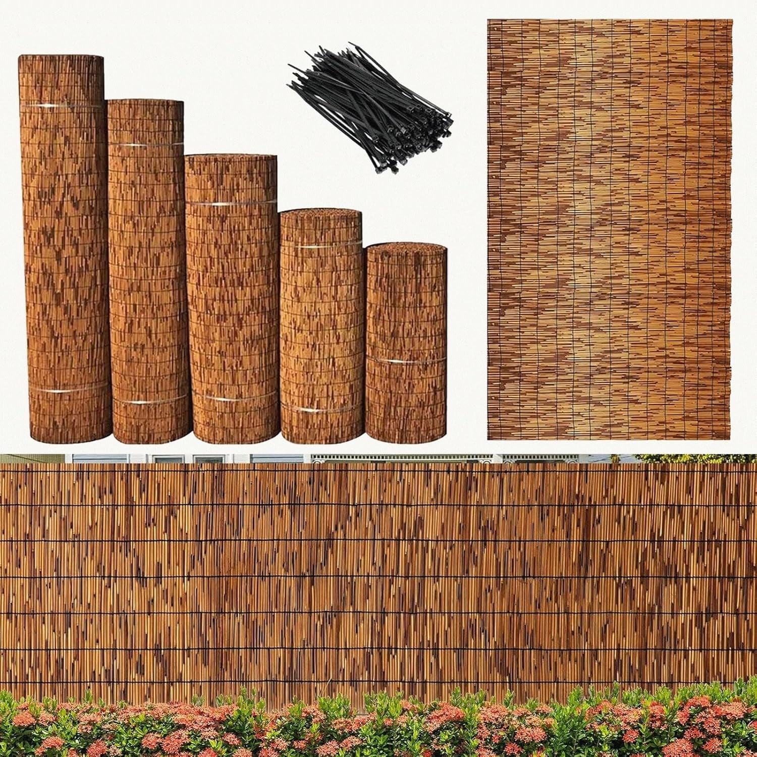 Decorative Backyard Fence Rolls Bamboo Reed Fencing Outdoor Privacy ...