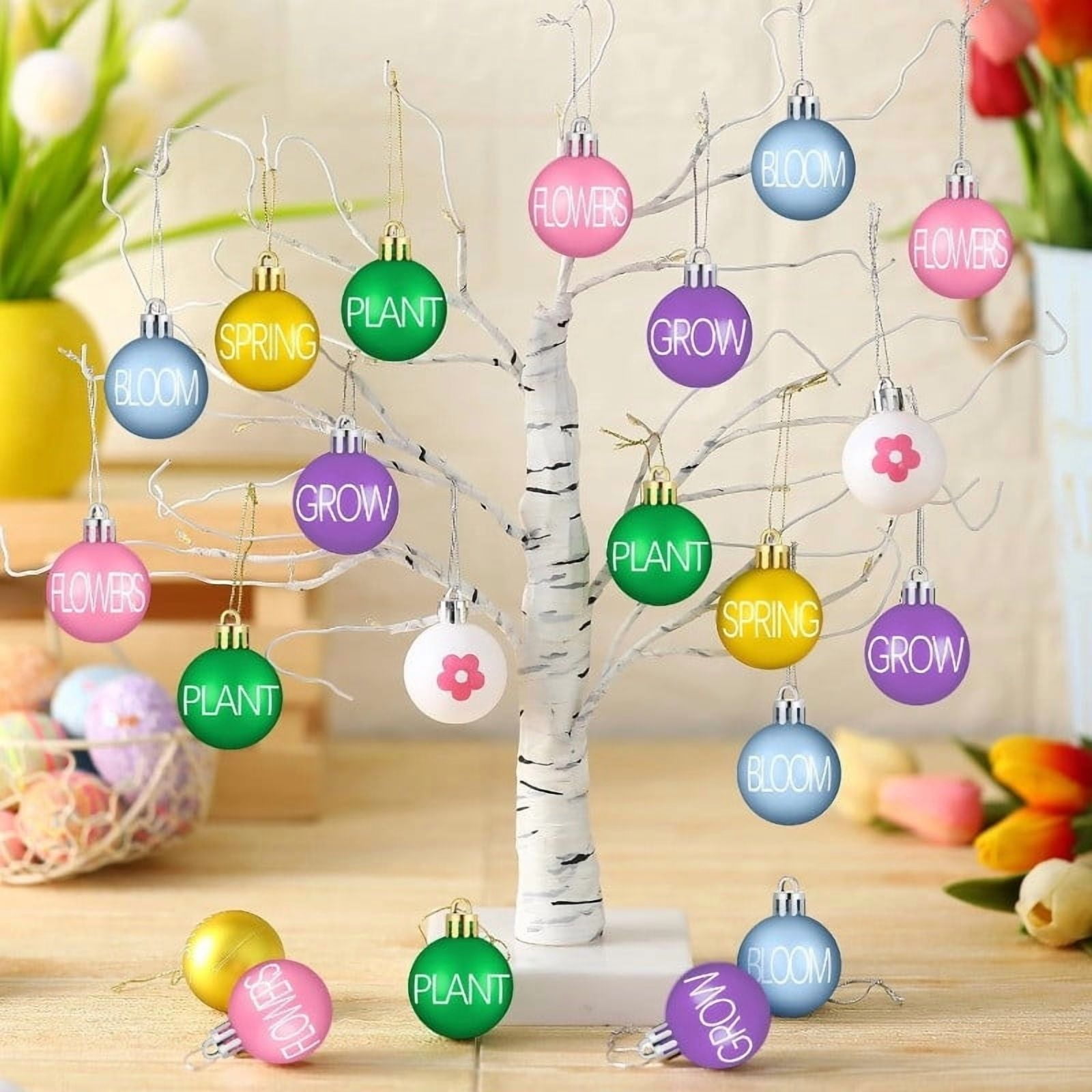 Decorative Ball 24Pcs 5cm Flocked Christmas Ball Ornaments with Hanging ...