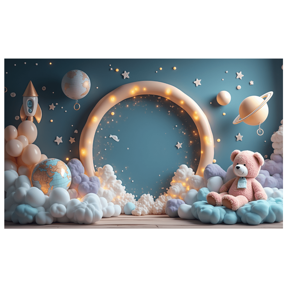 Decorative Balloons Space Theme Moon Stars Banner for Kids Party Baby ...