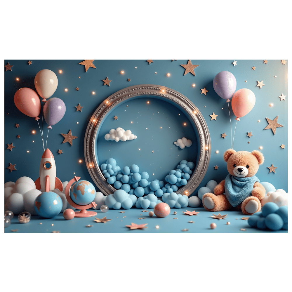 Decorative Balloons Space Theme Moon Stars Banner for Kids Party Baby ...