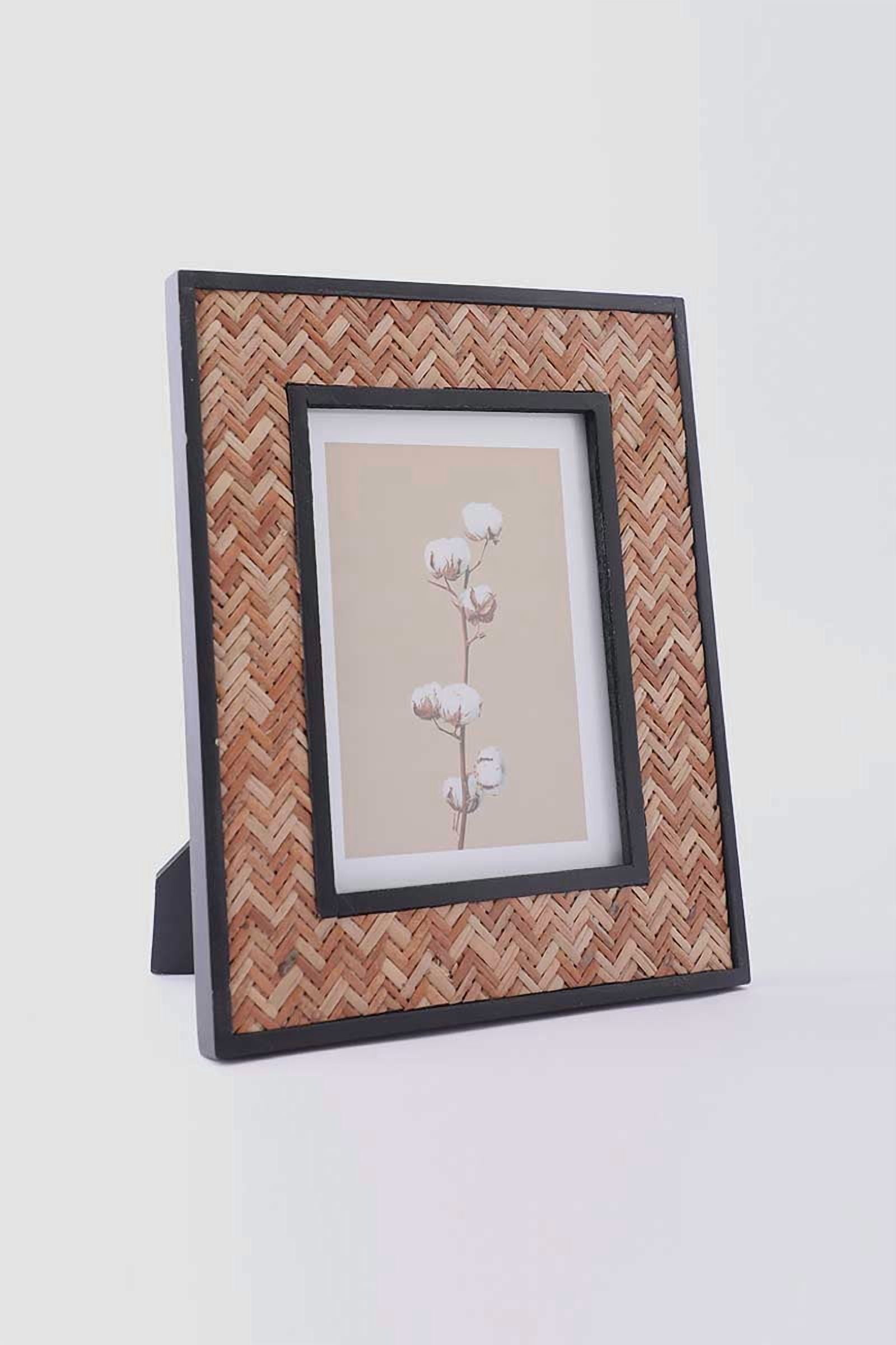 Decorative Bamboo Braid Pattern Wood Tabletop Photo Frame, 5"x7 ...