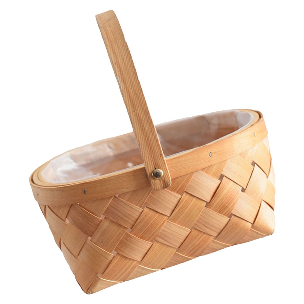 Flower Basket Handmade Round Storage with Lid Wicker Woven Baskets for ...
