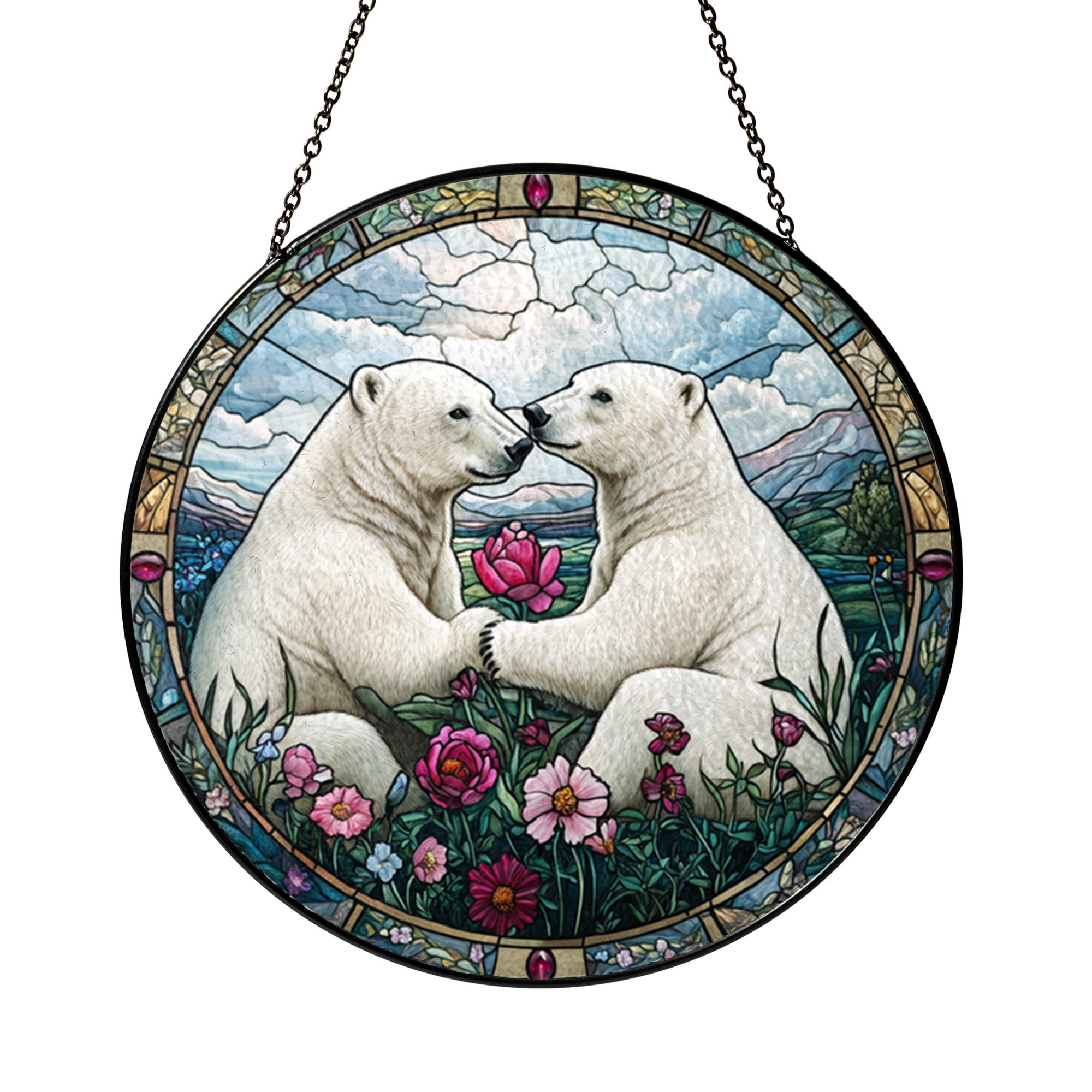 Decorative Bear Glass Style Window Art – Arctic Floral Theme - Walmart.com