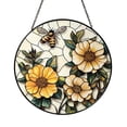 Decorative Bee Wildflower Window Hanging Stained Glass Style Suncatcher ...
