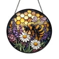 Decorative Bee and Honeycomb Window Hanging, Stained Glass Style Floral ...