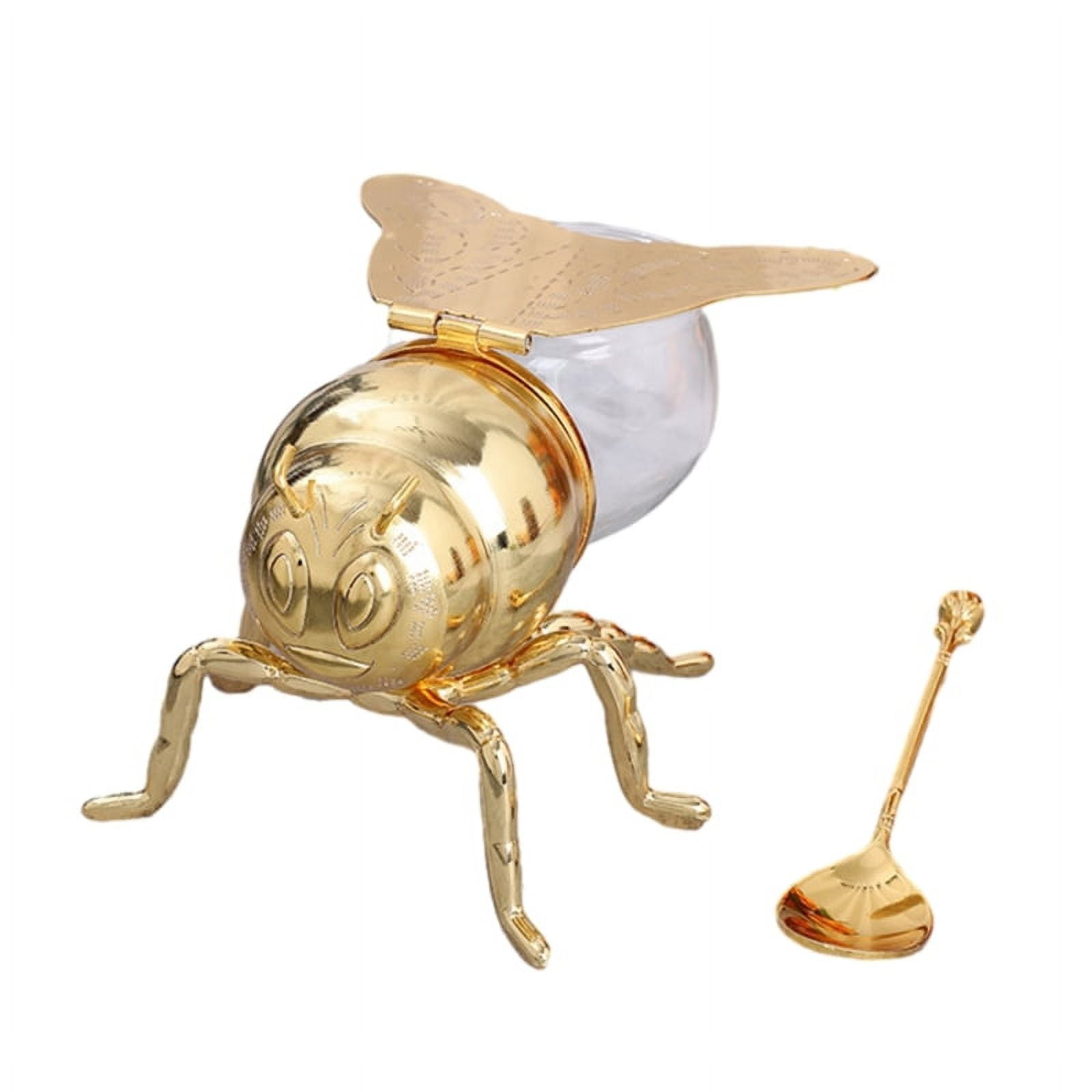 Decorative Bees Shaped Honeys Jar with Spoon Aesthetic Glass Jar Syrup ...
