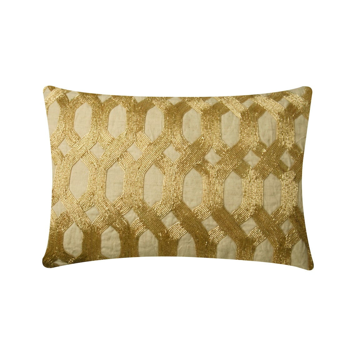 Decorative Beige & Gold 12"x16" (30x40 cm) Lumbar Pillow Covers, Linen ...