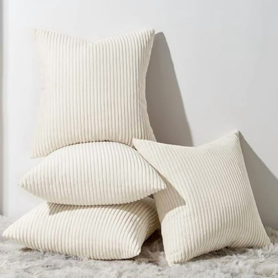 Decorative Beige Throw Pillow Covers Cushion Cases, Set of 4 Soft ...