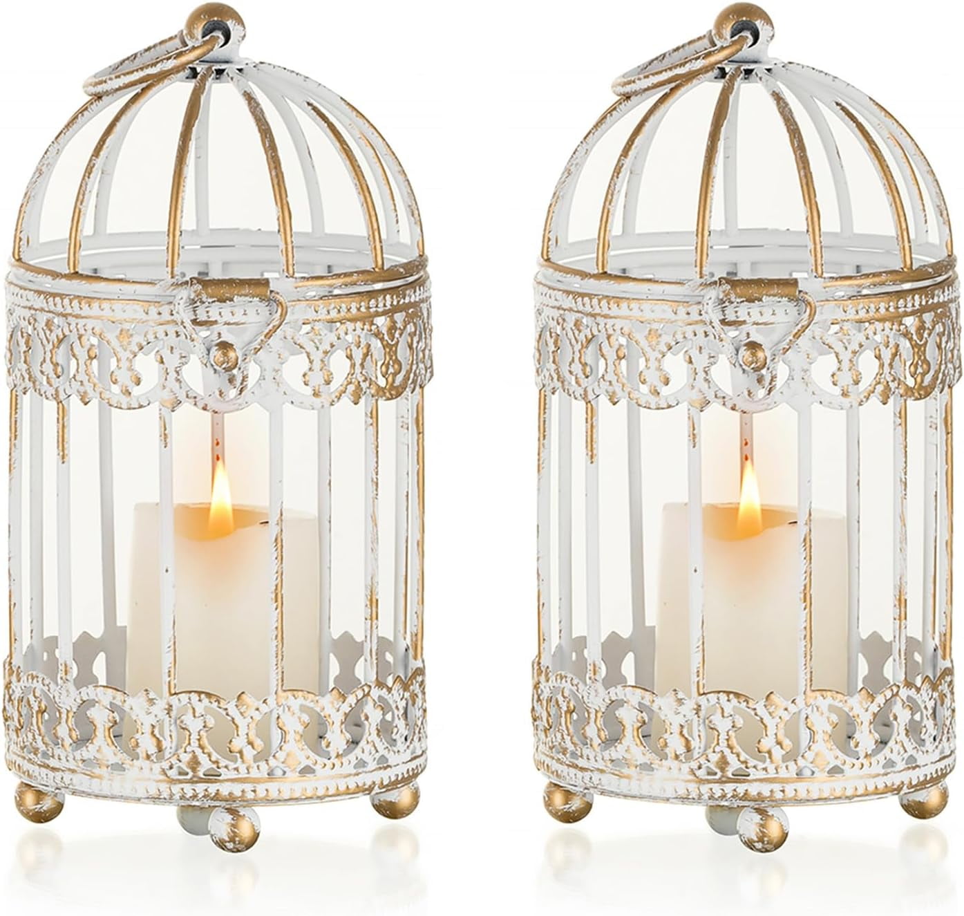 Decorative Birdcage Candle Holder: 6 Set of 10 inch Tall Rustic White ...