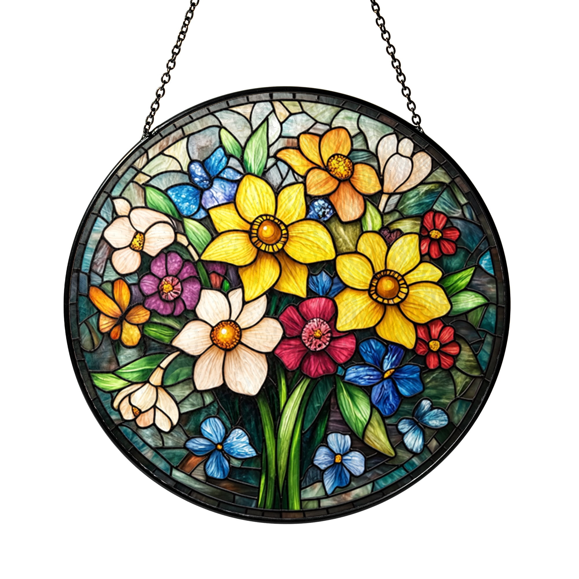 Decorative Birth Flower Garden Stained Glass Style Suncatcher Window ...