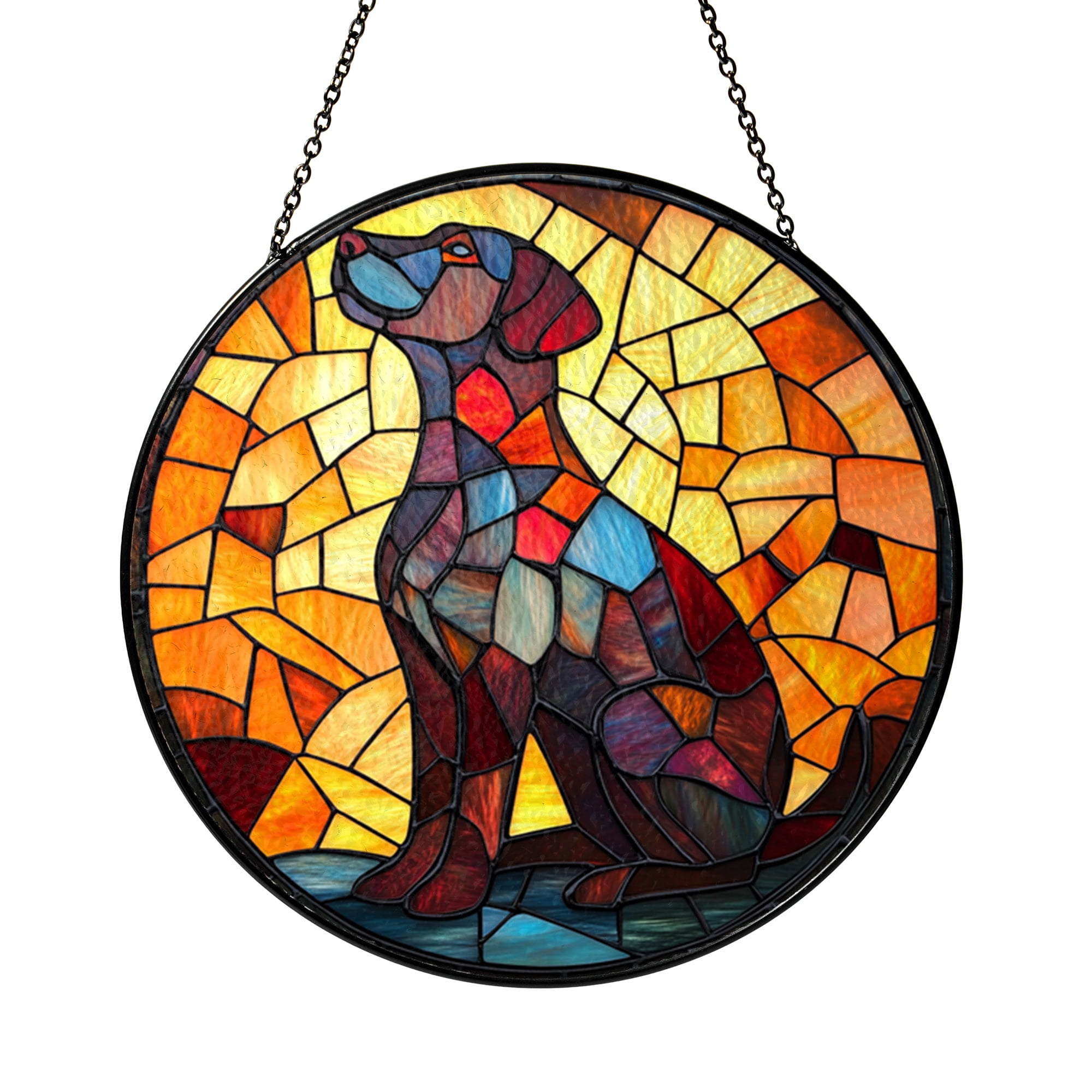 Decorative Black Dog Stained Glass Style Suncatcher Window Hanging ...