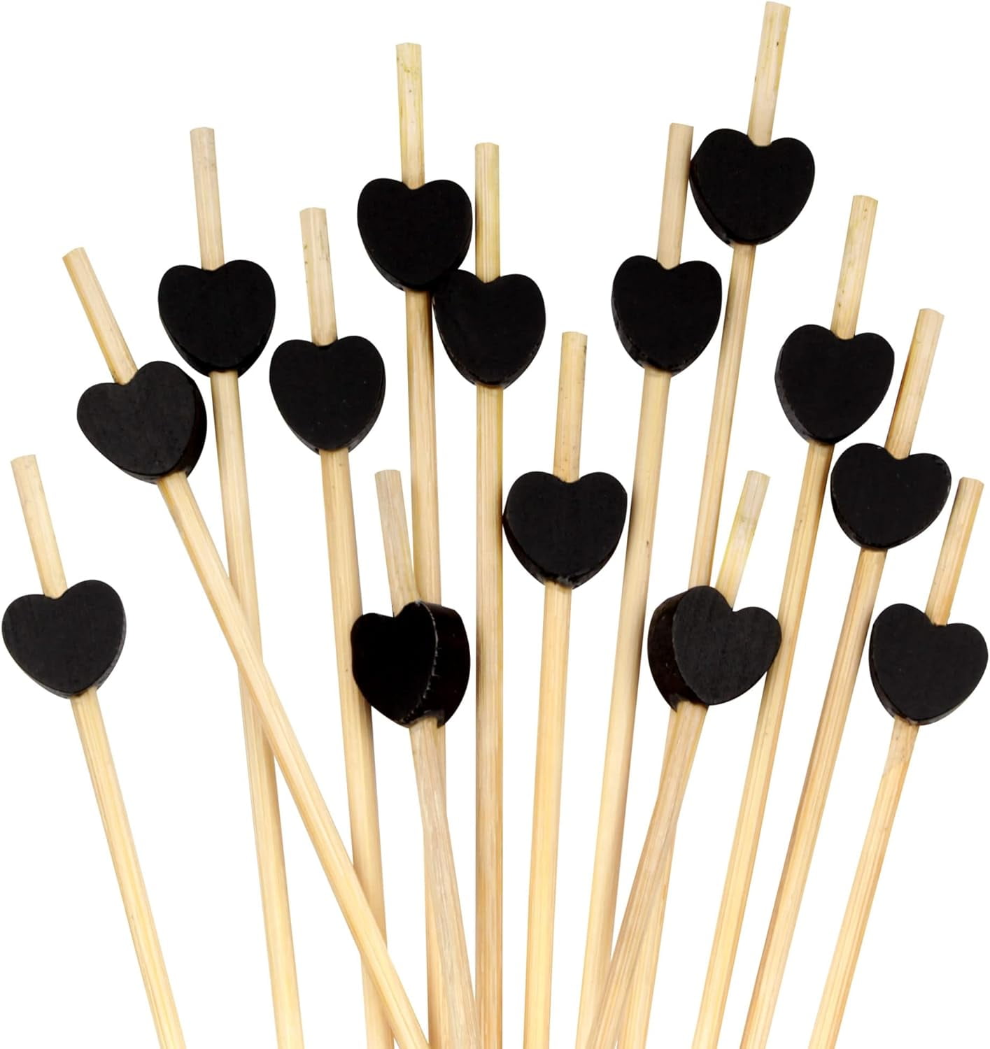 Decorative Black Heart Bamboo Cocktail Fruit Sandwich Picks Skewers for ...
