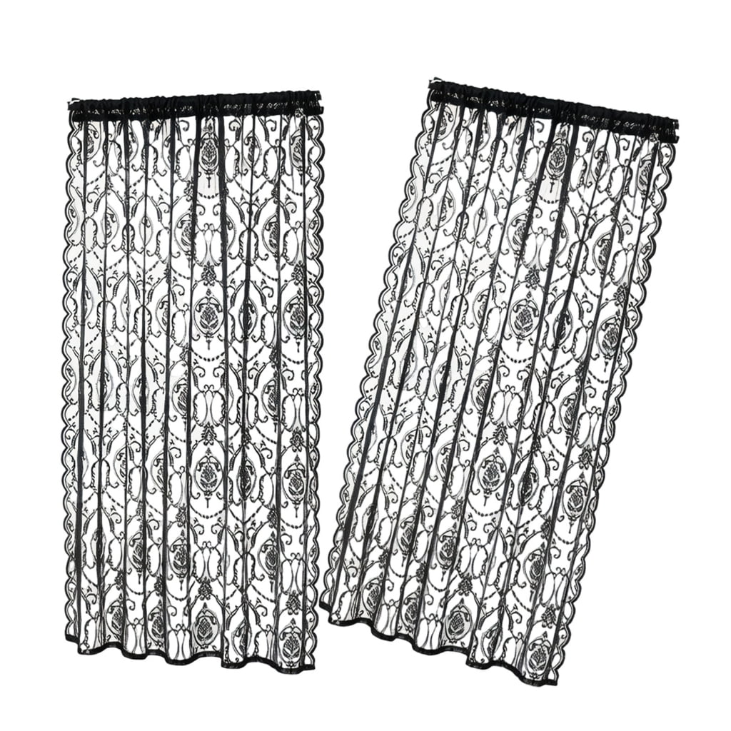Decorative Black Lace Panel Curtains Soft Light French Styles Easy ...