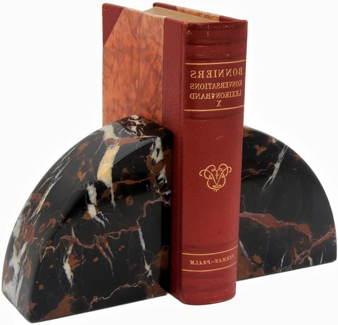 Decorative Black Marble Bookends, Heavy Stone Bookends for Office ...