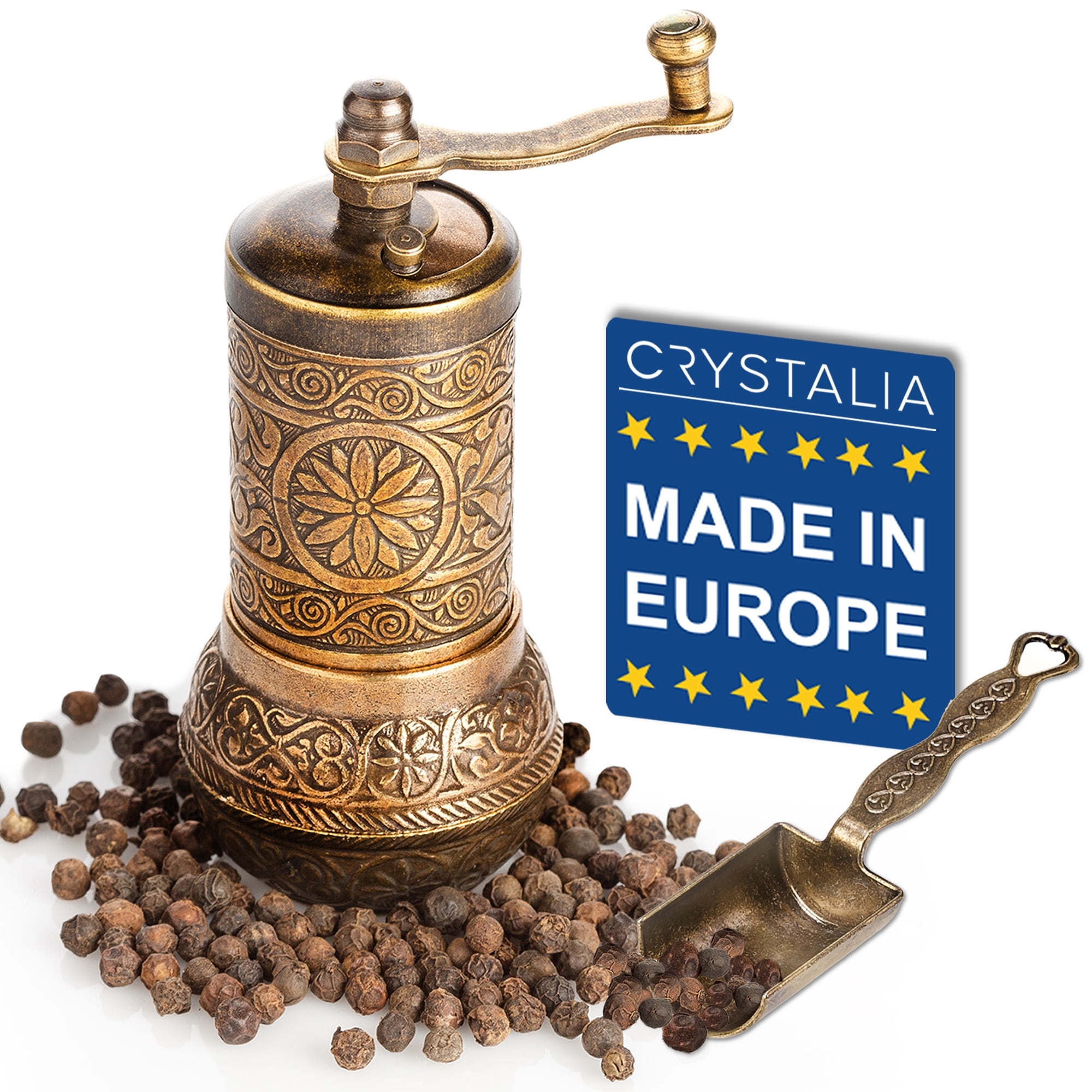 Crystalia Decorative Black Pepper Grinder, Refillable Turkish Spice ...