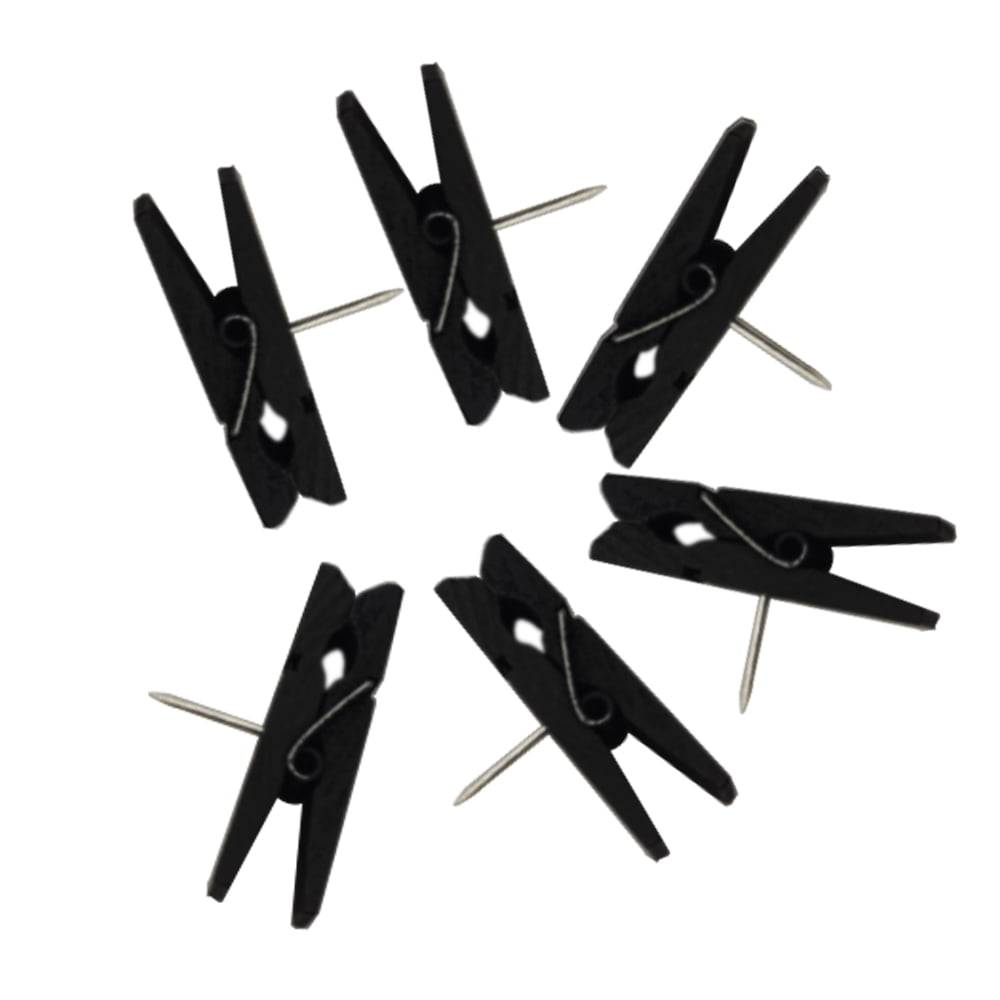 Decorative Black Push Pin with Wooden Clips - Durable Thumb Tacks for ...