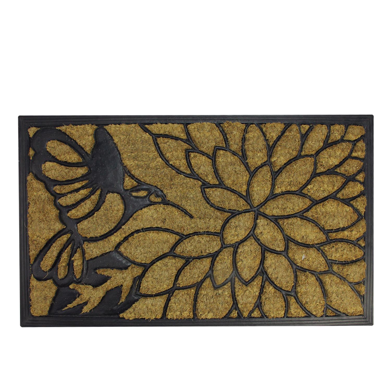 Decorative Black Rubber and Coir Outdoor Rectangular Door Mat 29.75" x ...