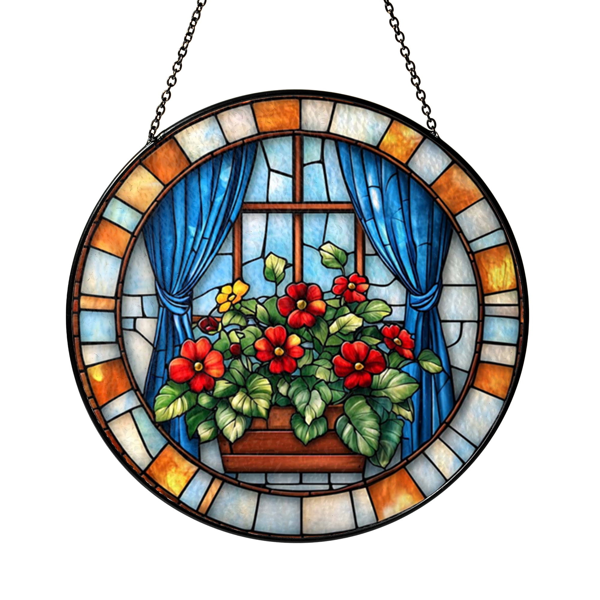Decorative Blooming Flower Stained Glass Suncatcher – Window Hanging ...
