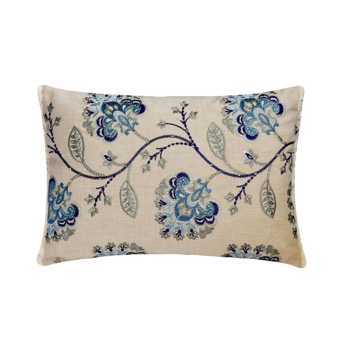 Decorative Blue 12"x26" (30x65 cm) Lumbar Pillow Cover, Linen ...