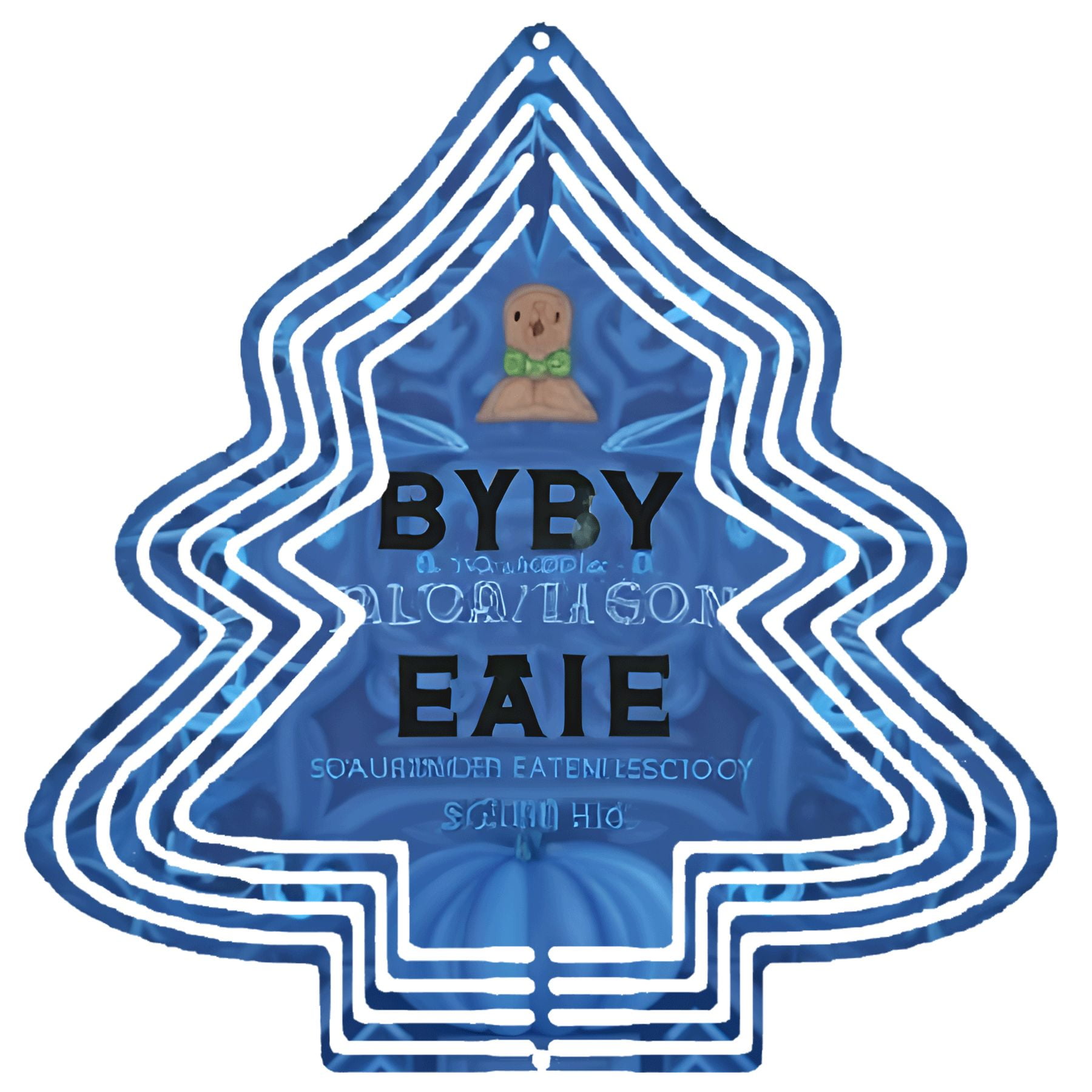 Decorative Blue Metal Hanging Christmas Tree Wind Spinner - Layered ...