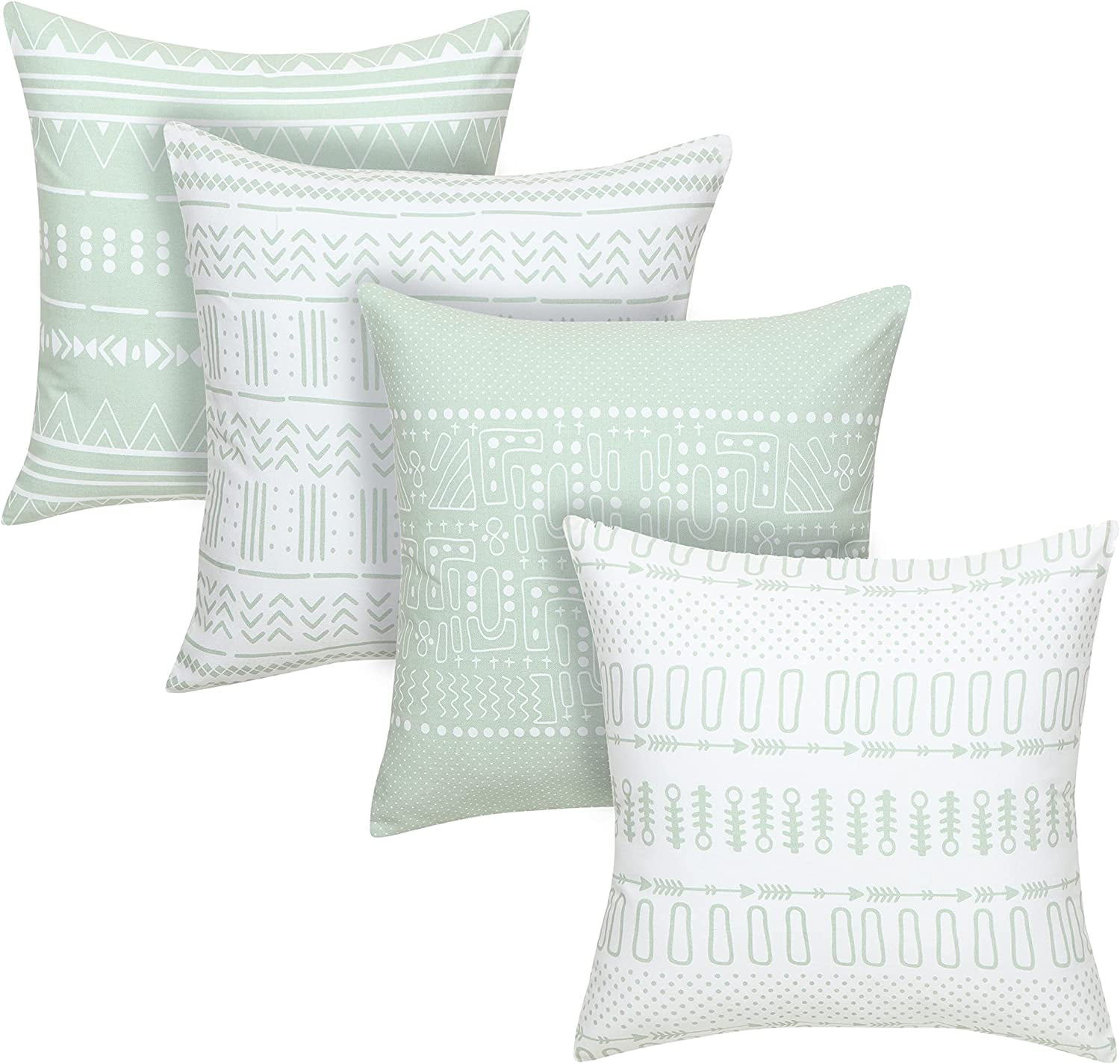 Accent Home 18” x 18” Sage Green Boho Cotton Decorative Throw Pillow ...