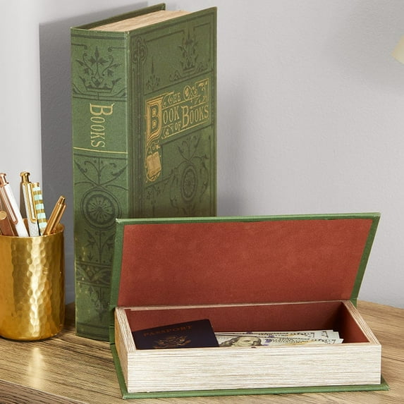 Decorative Book Box - Secret Hiding Place for Valuables - Set of 2 ...