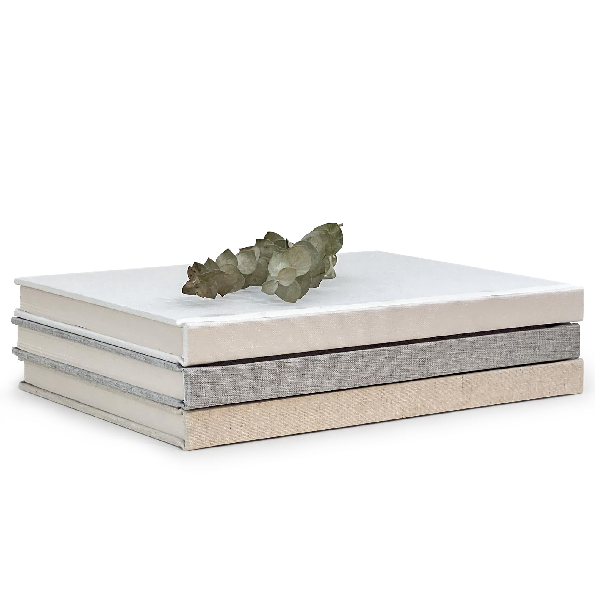 Decorative Book Set | JKF25 Set of 3 Real Linen Covered Book Set ...