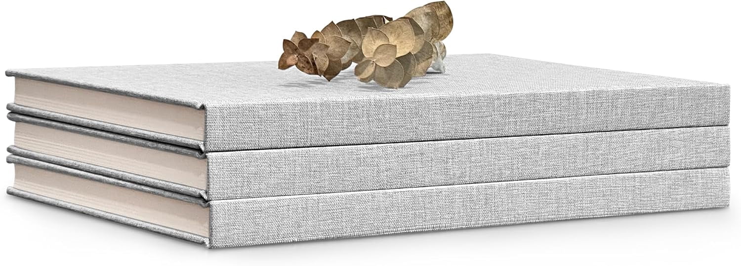 Decorative Book Set | Set of 3 Real Linen Covered Book Set | Extra ...