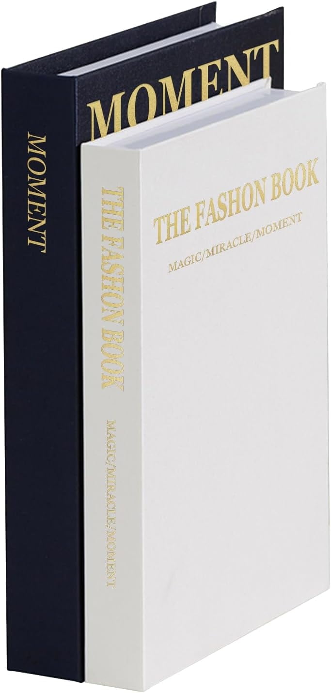 Decorative Book Storage Box Set of 2 - Premium Linen Fake Books with ...