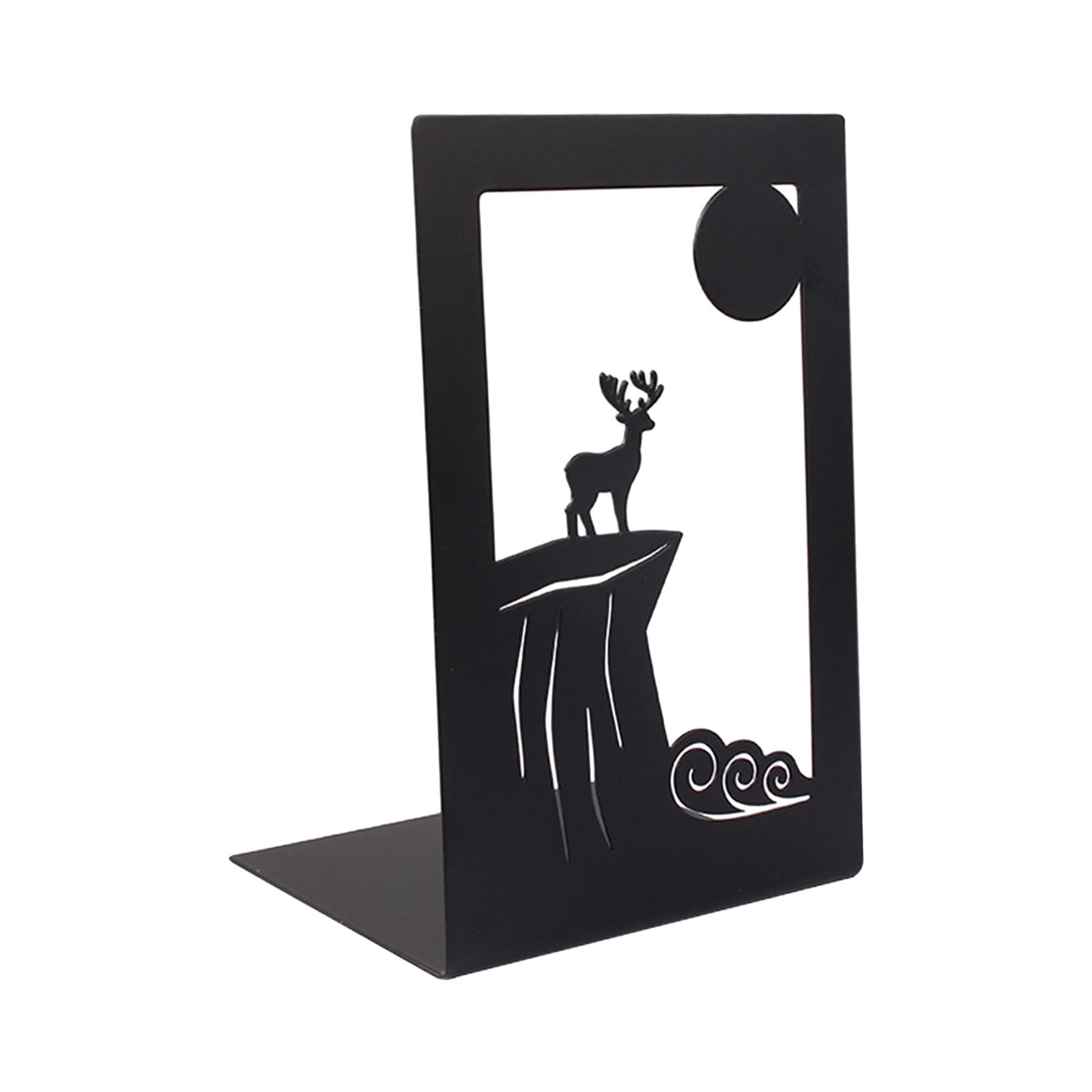 Decorative Bookends Book Stoppers Organizer Anti Slip Book Holder Metal ...