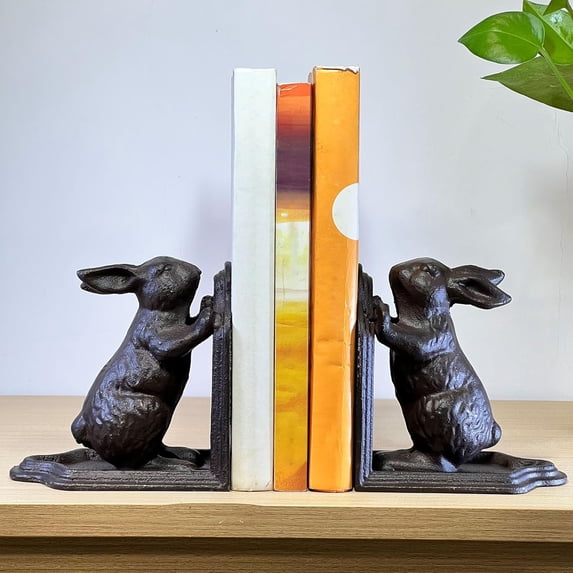Decorative Bookends for Shelf, Cast Iron Cute Rabbit Bookshelf, Bunny ...