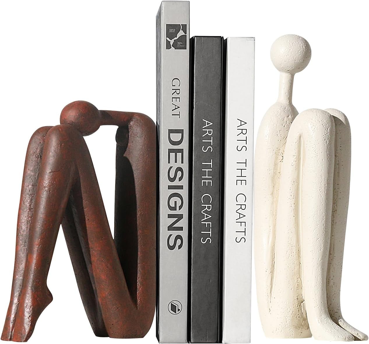 Decorative Bookends for Shelves，Bookends for Heavy Books Resinous Thinker Statue,Book Shelf ...