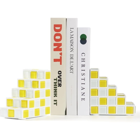 Decorative Bookends for Shelves - Stair Book Ends for Heavy Books ...