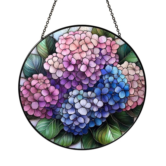 Decorative Botanical Hydrangea Glass Suncatcher - Walmart.com