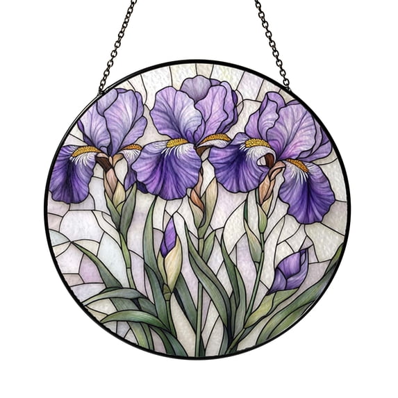 Decorative Botanical Iris Glass Suncatcher - Walmart.com