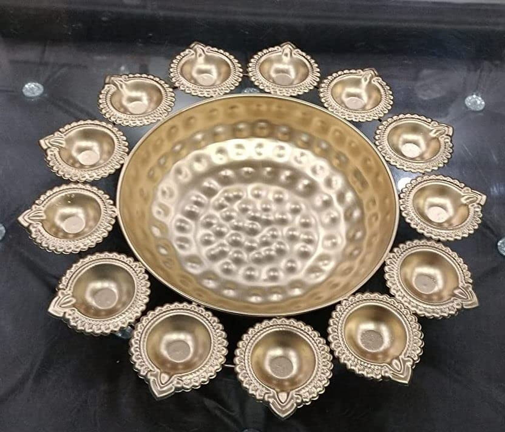 Decorative Bowl Shaped Metal Urli With 10 Oil Diya Attached for ...