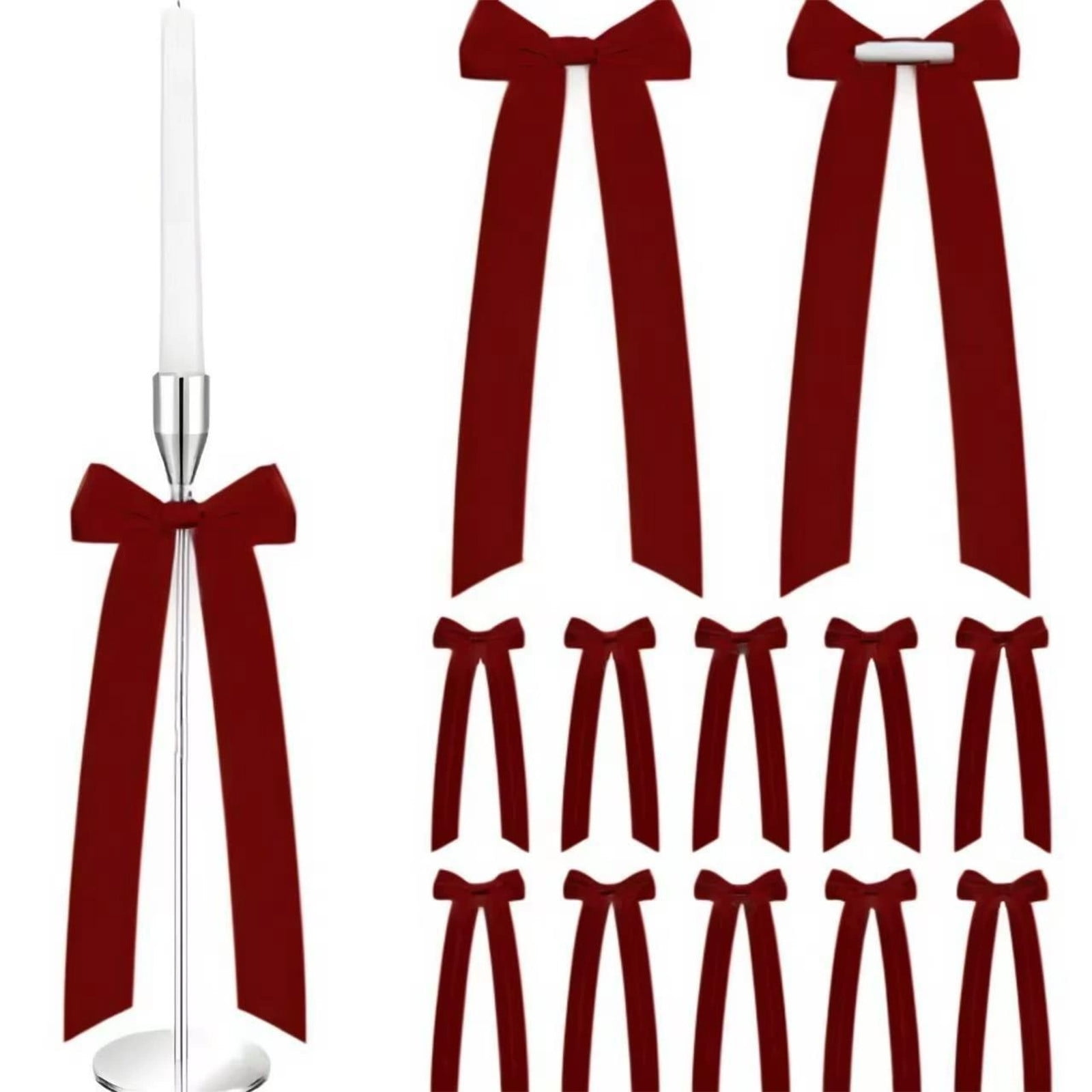 Decorative Bows, Satin Ribbon Bows, 12-Piece Wine Color Satin Bow Set ...