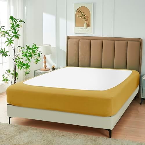 Decorative Box Spring Cover King & Cal King Size, Gold Luxurious Jersey ...