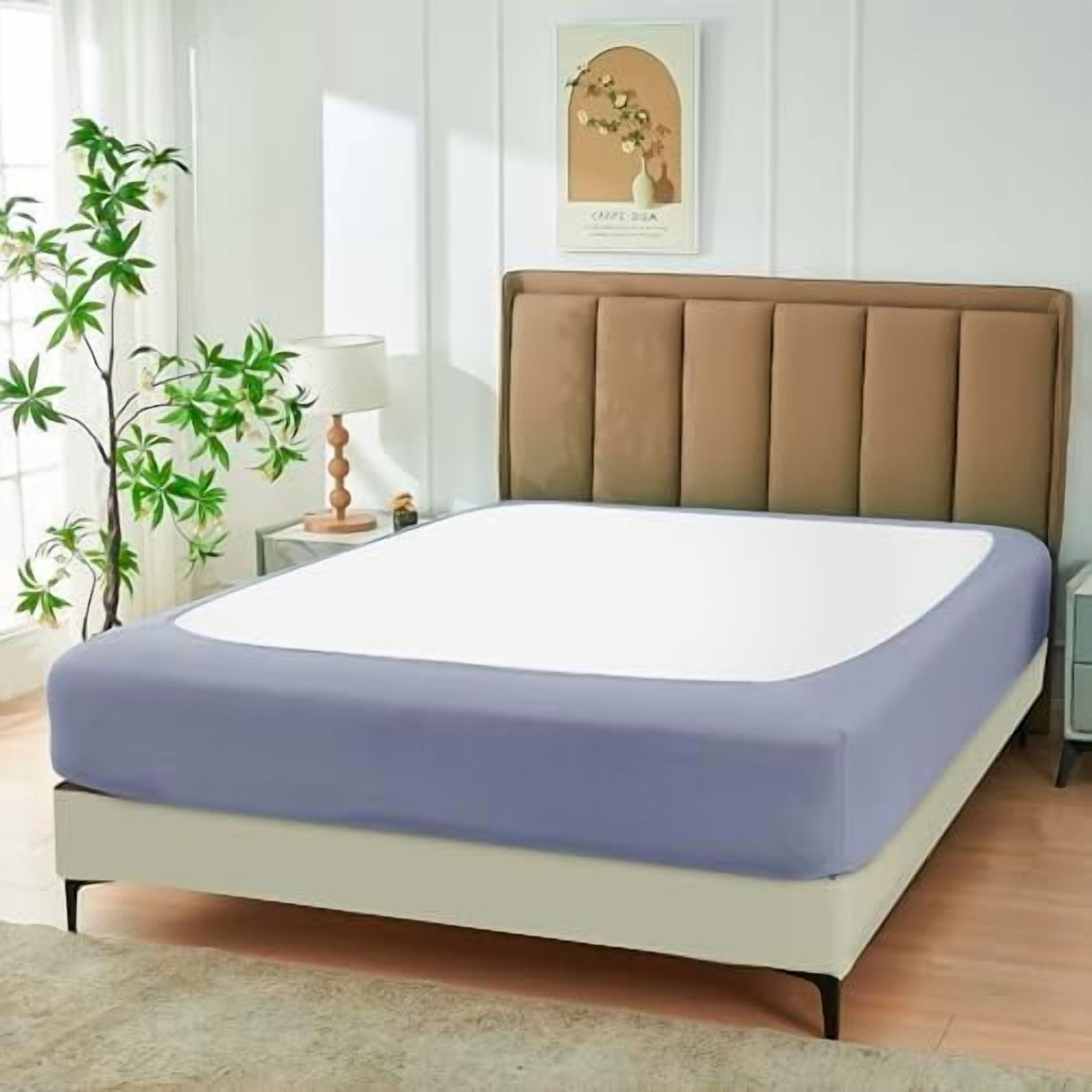 Decorative Box Spring Cover Queen Size, Silver Grey Luxurious Jersey ...