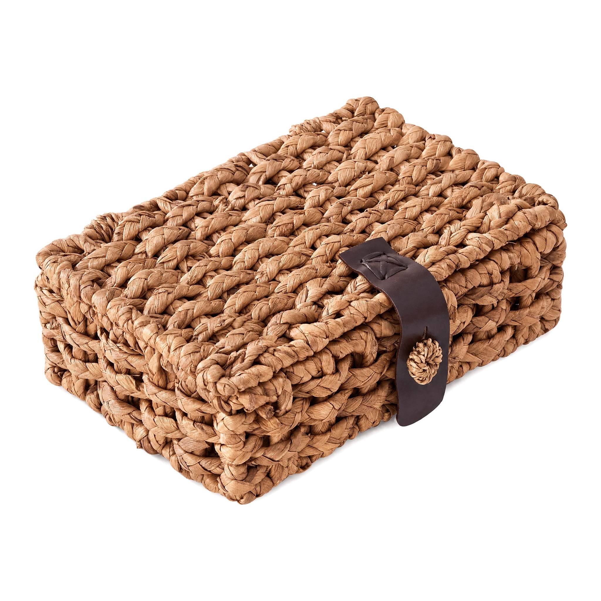 Decorative Box with Lid, Wicker Storage Basket, Water Hyacinth Woven ...