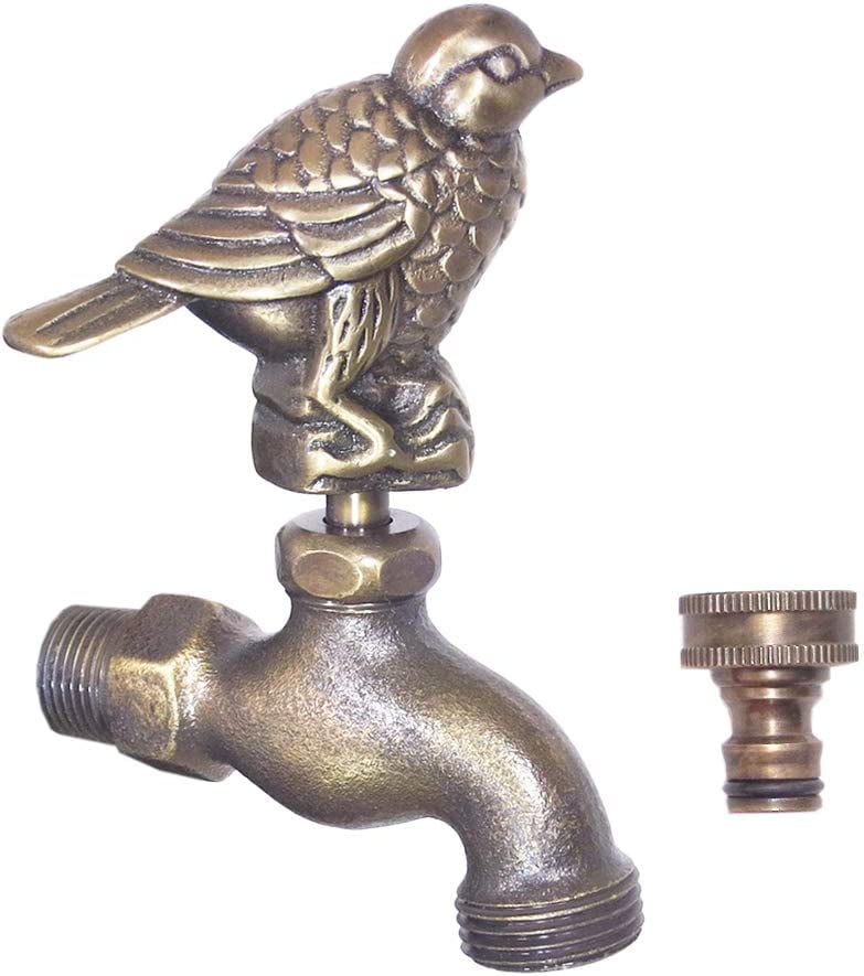Decorative Brass Bird Garden Outdoor Faucet 4” inches L - with a Brass ...