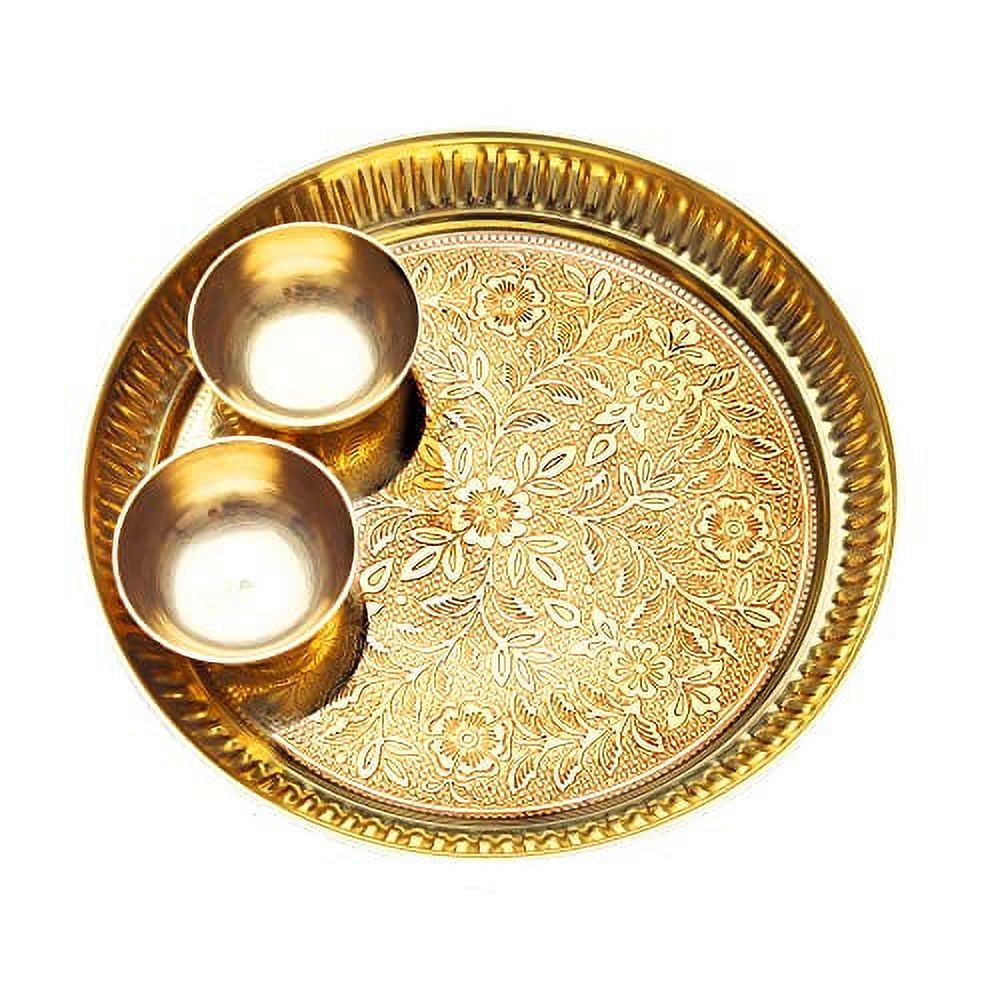 Decorative Brass Plate, Decorative Indian Prasad Plate with Katori ...