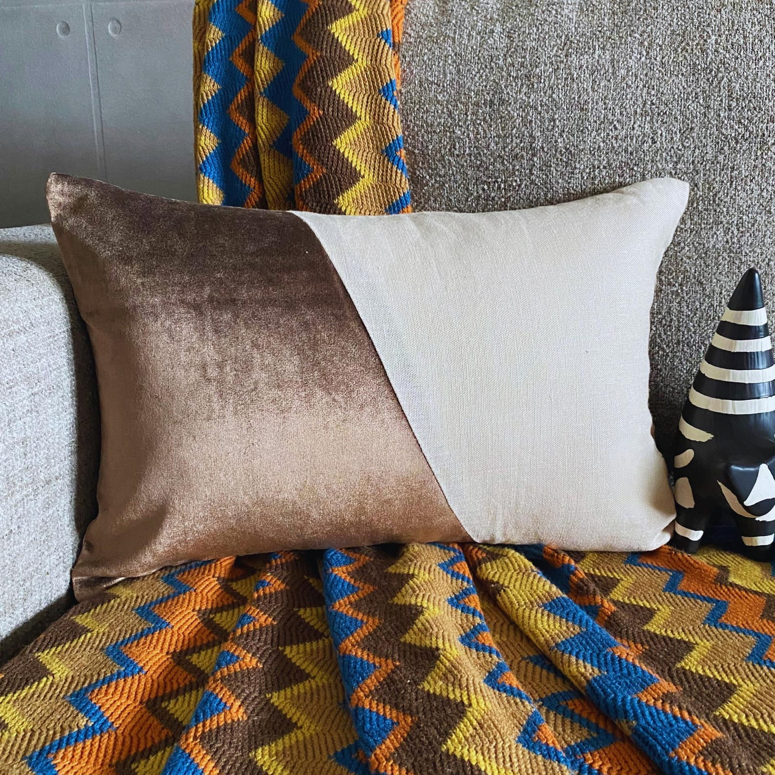 Decorative Brown 12"x16" (30x40 cm) Lumbar Pillow Cover, Velvet ...