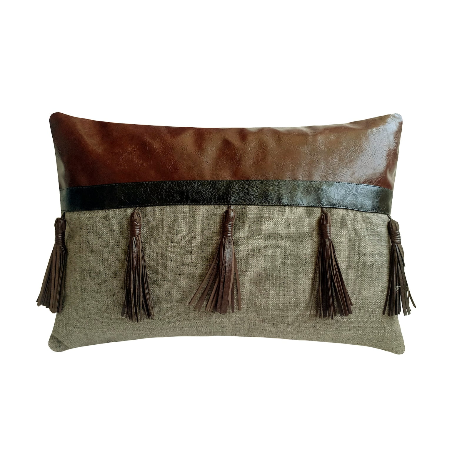 Decorative Brown 12"x18" (30x45 cm) Lumbar Pillow Cover, Faux Leather ...
